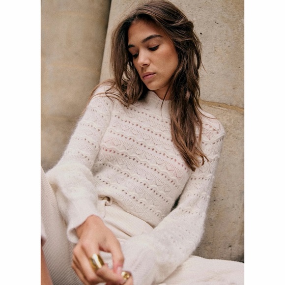 Sezane | Sweaters | Nwt Sezane Lya Balloon Sleeve Pointelle Knit ...